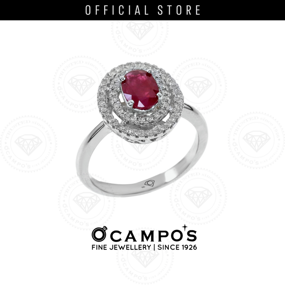 Ruby Celeste 14k White Gold Ring with Diamond | Ocampo's Fine Jewellery